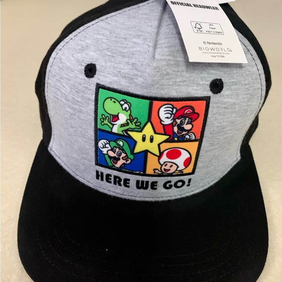 Nintendo | Accessories | Nintendo Kids Cap Black And Gray With Mario ...